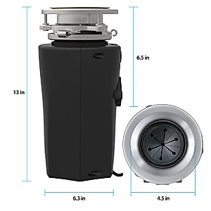 TITAN 10-US-TN-560-3B Garbage Disposal, 1/2 HP - Economy, Black with Stainless Steel Flange