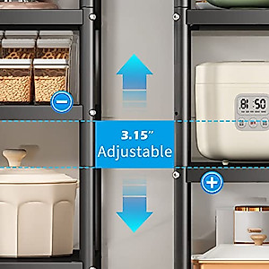 PXRACK 5 Tie Storage Shelves, Metal Heavy Duty Shelf for Storage with Wheels Adjustable Shelving Storage for Garage Bathroom Kitchen, Narrow Storage Racks Organizer Corner Shelf 12.2”*16.73”*59.45”