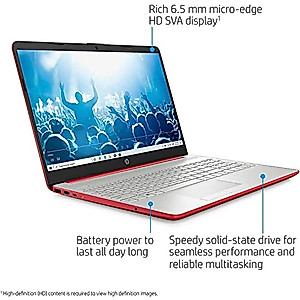 HP Laptop, 15.6" HD Display, Intel Pentium Silver N5030 4 Cores Processor, 16GB DDR4 RAM, 1TB SSD, SD Card Reader, 1-Year Office365 Subscription, HDMI, Wi-Fi, RJ-45, USB-C, Windows OS, Red, JVQ MP