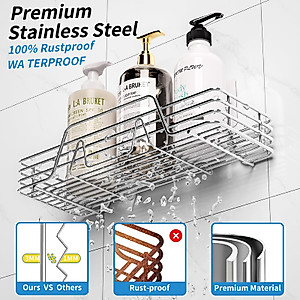 Shower Caddy 2 Pack,Adhesive Shower Organizer for Bathroom Storage&Home Decor&Kitchen,No Drilling,Large Capacity,Rustproof Stainless Steel Bathroom Organizer,Shelves for Inside Shower (2 sliver)