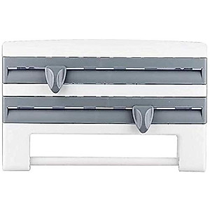 4-in-1 Wall-Mount Paper Towel Holder,Plastic Wrap Foil Dispenser,Wall-Mount Sauce Bottle Storage,Bathroom Organizer Storage,Shelf Adhesive Wall Mount,Rack Paper Towel Holder (Gray)