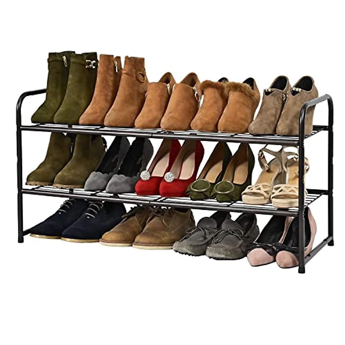 SUFAUY 2-Tier Shoe Rack, Stackable Shoe Shelf Storage Organizer for Entryway Closet, Extra Large Capacity, Wire Grid, Bronze
