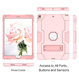 Jaorty Case for iPad Air 3 10.5" 2019,for iPad Pro 10.5 inch 2017 Case,3 in 1 Hybrid [Soft&Hard] Heavy Duty Rugged Stand Shockproof Anti-Slip Anti-Scratch Full-Body Protective Case,Pink