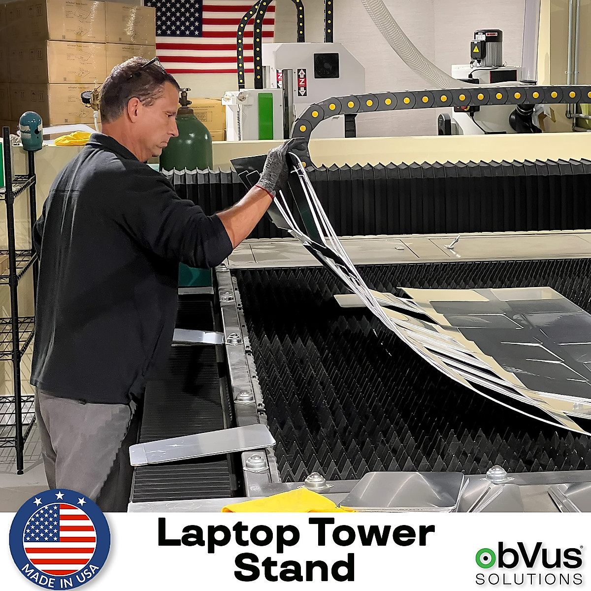 obVus Solutions Adjustable Laptop Tower Stand | Multiple Awards from Top Technology, Business and Health Magazines | Sitting to Standing in Seconds | Reduce Back and Neck Pain | Made in The USA