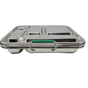 Flatbush Goods Leak Resistant Stainless Steel Bento Lunchbox with Silicone Seal, 2 Leak Proof Containers and 5 Compartments - Durable and Sustainable for Adults and Kids 5 and Older (Green), BSS1