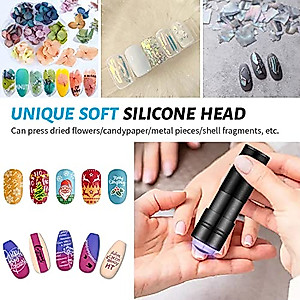 DOUITH Mini UV LED Nail Lamp for Gel Nails with 12 LED, Portable Gel LED UV Nail Lamp with Silicone Nail Stamper, Battery-Powered Gel Cure Lamp Stainless Steel Manicure Tool