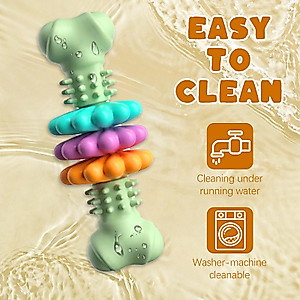 Lykani Dog Chew Toys for Small Dogs Toothbrush Stick Teeth Cleaning Brush Dental for Aggressive Chewers, Durable Interactive Dog Toys, Rubber Dog Toys for Puppy Christmas Easter Birthday Gifts, Green