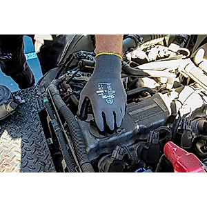 GlovBE 12 Pairs Mechanic Work Gloves, Oil & Gas Resistant Nitrile Coating, Grey (Large)