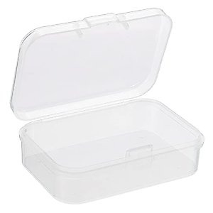 PATIKIL Clear Storage Container with Hinged Lid 65x45x20mm, 4 Pack Plastic Rectangular Box for Beads Art Craft