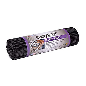 EasyLiner Select Grip Shelf Liner for Drawers & Cabinets - Easy to Install & Cut to Fit - Non Slip Non Adhesive Grip Shelf Liner Kitchen, Bathroom, Pantry - 12in. x 10ft.- 6 Roll Project Pack - Black