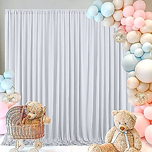 10x10 Silver Grey Backdrop Curtain for Parties Wedding Wrinkle Free Silver Grey Photo Curtains Backdrop Drapes Fabric Decoration for Birthday Party Baby Shower 5ft x 10ft,2 Panels