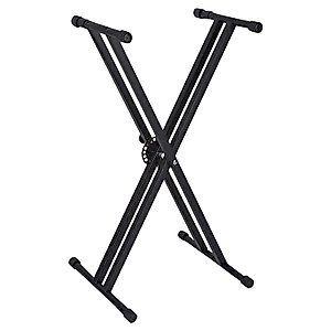5 CORE Piano Keyboard Stand Double X Heavy Duty 7 Adjustable Heights & Width Digital Electric Synthesizer Music Stands For 61 76 88 Keys w Secure Locking Strap KS 2X BLK