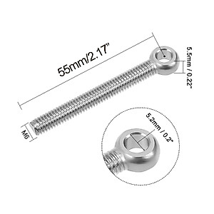 L-A M6 x 55mm Machinery Shoulder Swing Lifting Eye Bolt 304 Stainless Steel Metric Thread （8 PCS）