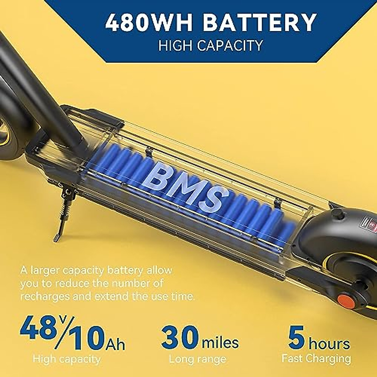 ESKUTE MAX Electric Scooter, Powerful 450W Motor, 30 Miles Range, 18.6 MPH Speed, 10" Pneumatic Tires Electric Scooter Adults, 265 lbs Max Load, Folding Commuter E Scooter with Double Braking System