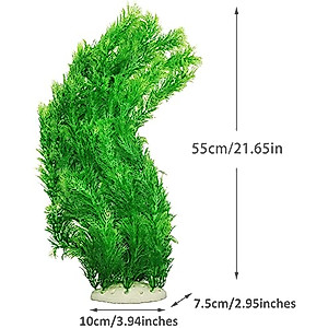 E.YOMOQGG Aquarium Artificial Plants Fish Tank Decorations Aquarium Decorations, Underwater Aquatic Plastic Grass, 21.6” Tall Fishtank Plants Ornament Large for Landscape (Green)(E)