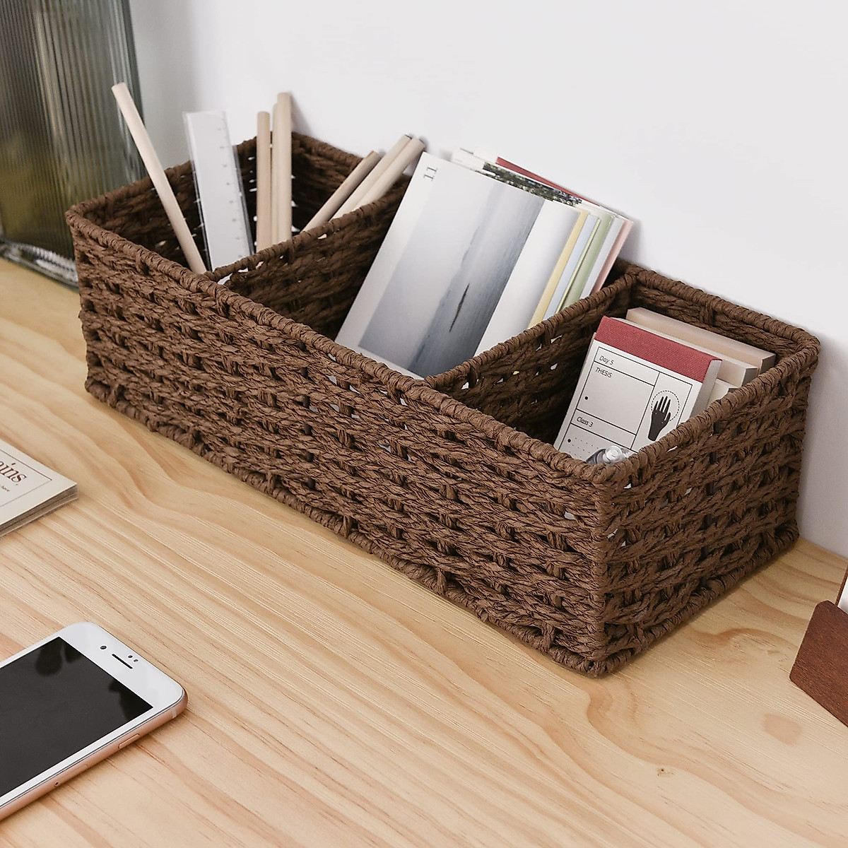StorageWorks Round Paper Rope Storage Baskets