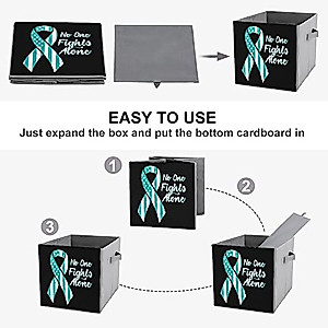 Cervical Cancer Awareness Flag Storage Bins Cubes Foldable Fabric Organizers with Handles Clothes Bag Book Box Toys Basket for Shelves Closet 10.6"