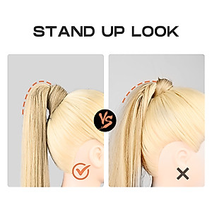 SEIKEA Long Ponytail Extension Straight Wrap Around Clip in Ponytail Hair Extensions Natural Soft Synthetic Hairpiece for Women 35 Inch Dark Ash Blonde with Highlights