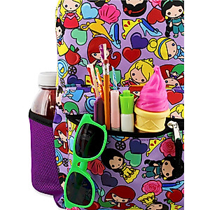 Disney Princess Emoji Girl's 16 Inch School Backpack Bag (One Size, Purple)