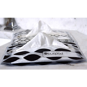 Butipods Reusable Wet Wipe Pouch Slim Case Travel Clutch Holder | Refillable Portable Baby Wipes Dispenser Container | Wipes Stay Moist | Great for Hand and Face Wipes, Set of 2 (Black Ovals & Rings)