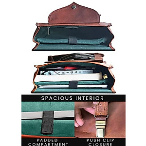 RUSTIC TOWN 11 inch Small Brown Leather Crossbody Satchel Bag Vintage Purses Handbags for Women