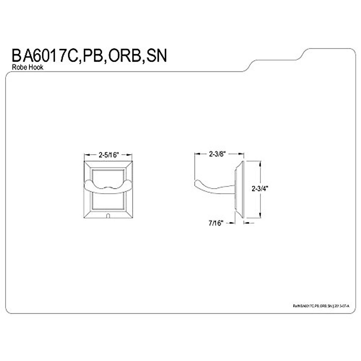 Kingston Brass Millennium Robe Hook, 2.75", Oil Rubbed Bronze