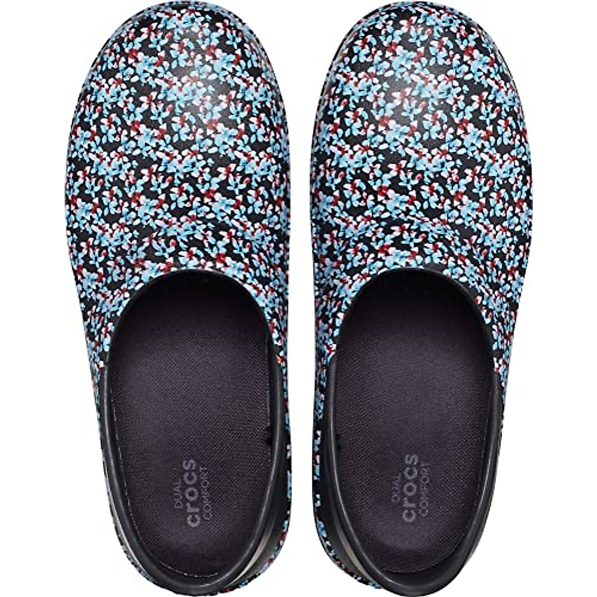 Crocs Women's Neria Pro II Clogs, Slip Resistant Work Shoes, Black/Ice Blue, Numeric_8