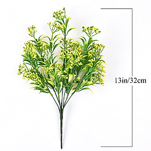 BSNOW Artificial Plants Greenery 8 Bundles Outdoor Fake Grasses for Decoration UV Resistant No Fade Faux Plastic Plants Garden Porch Window Box Décor (C Yellow)