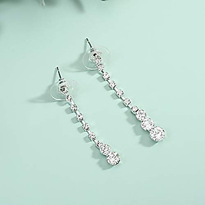 Jakawin Bride Silver Bridal Necklace Earrings Set Crystal Wedding Jewelry Set Rhinestone Choker Necklace for Women and Girls (Set of 3) (NK143-3)