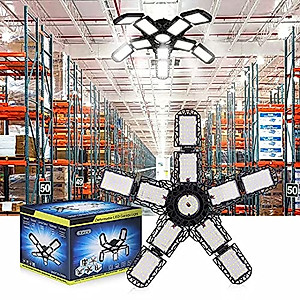 wangdahua LED Garage Light Ceiling 160W Deformable Ceiling Light Fixture,6500K Adjustable 5,5,1 Multi-Position Panels,18000LM LED Shop Lights for Garage,E26,Warehouse Workshop Basement 1 Packs