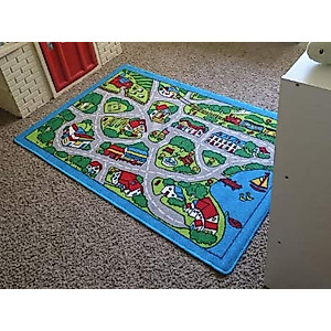 Mybecca Kids Rugs Street Map in Grey 5' X 7' Childrens Area Rug - Non Skid Gel Backing (59" x 82")