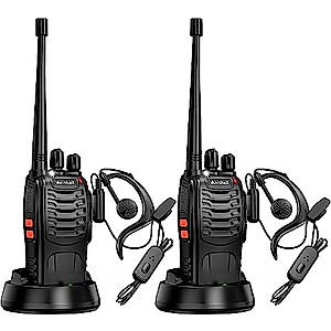 Arcshell Rechargeable Long Range Two-Way Radios with Earpiece 2 Pack Walkie Talkies Li-ion Battery and Charger Included