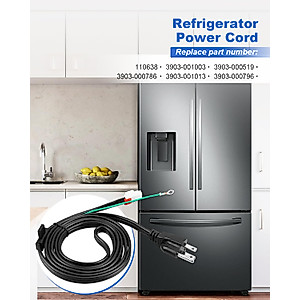 3903-000519 Refrigerator Power Cord Compatible with Samsung RH29H8000SR/AA-00 RF261BEAEWW/AA-01 etc Replacement Fridge Power Cord 3903-000786 3903-001013 3903-000796 Pure Copper Wire Thickened
