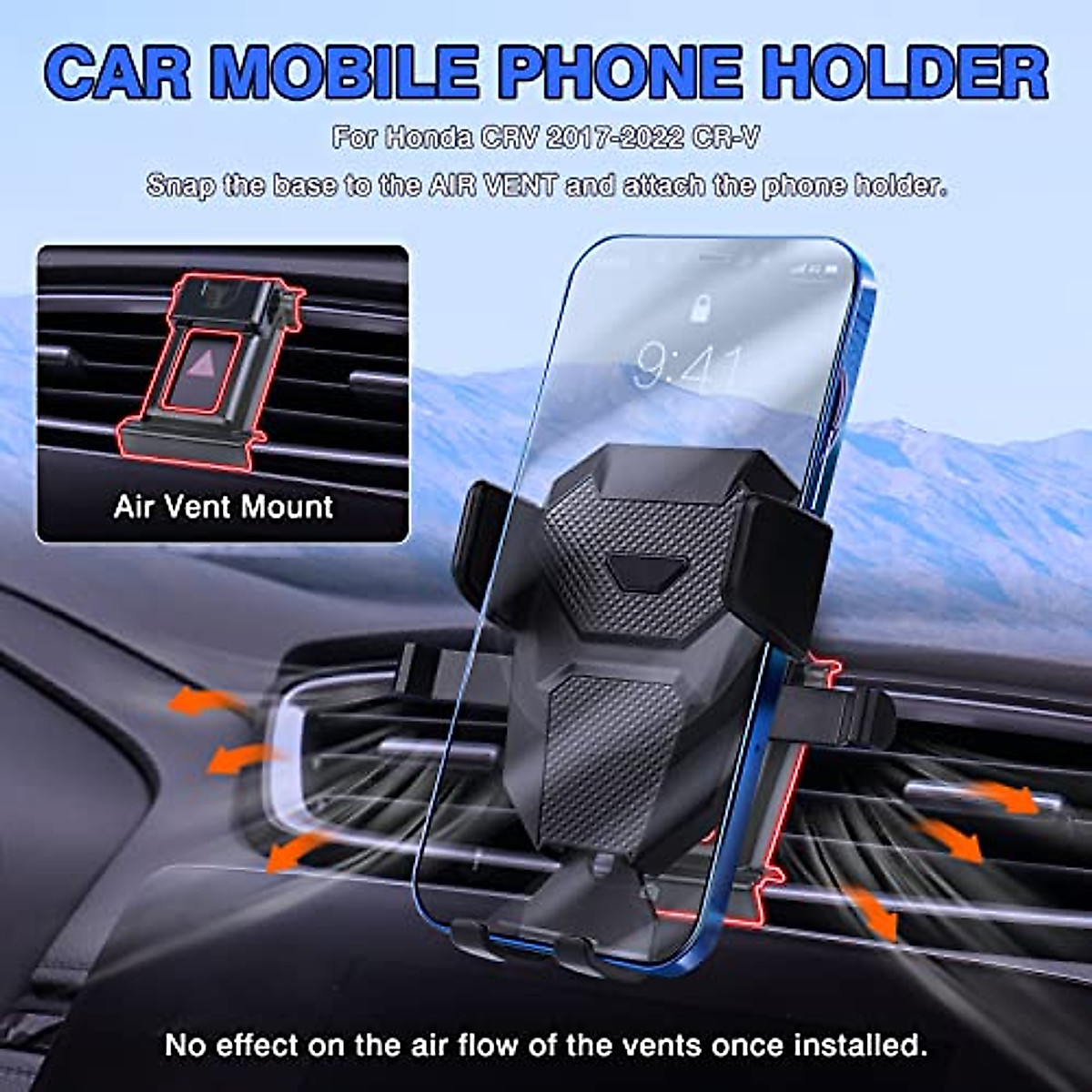 Karltys Compatible with Cell Phone Holder Honda CRV 2017-2022 CR-V Car Mobile Phone Holder Air Vent Mount for iPhone All iOS Android Phone Fully Adjustable Stand ABS Accessories