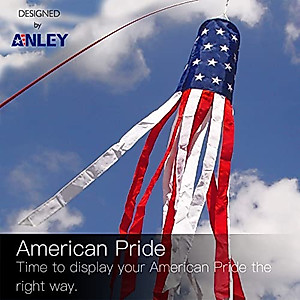 ANLEY 40 Inch American US Flag Windsock, Stars & Stripes USA Patriotic Decorations - Embroidered Stars and Fade Resistant - 3.3 Feet