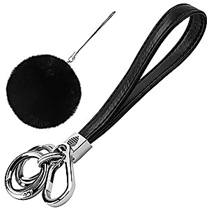 GAOSHIXW Genuine Leather Keychain Universal Wristlet Keychain, Key Chain for Men and Women Car Accessories (Light black)
