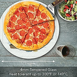 CounterArt Blue & White Pottery 4mm Heat Tolerant Tempered Glass Lazy Susan Turntable 13" Diameter Cake Plate Condiment Caddy Pizza Server