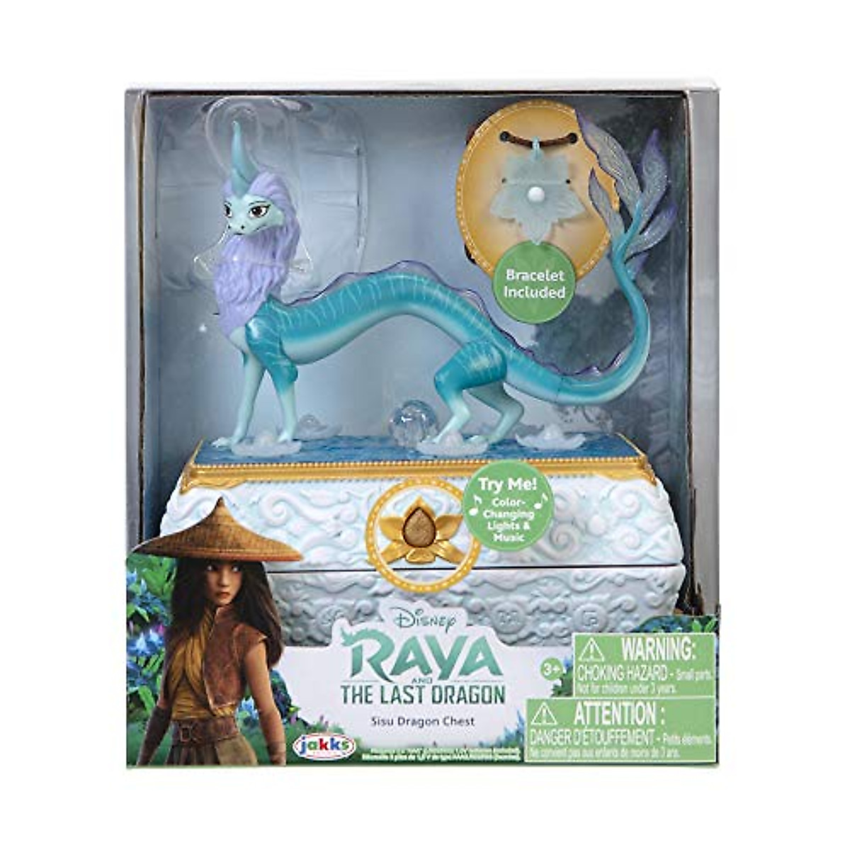 Disney's Raya and The Last Dragon Sisu Dragon Chest Jewelry Box Features Color Changing Lights & Music