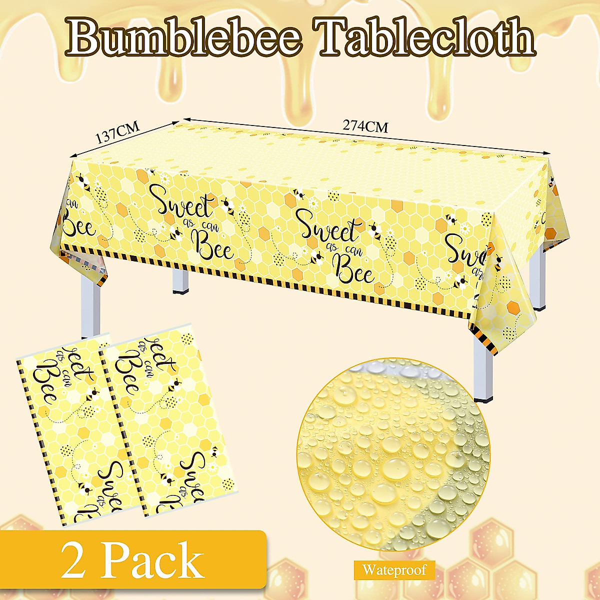 170 Pcs Bee Plates and Napkins Party Supplies Sweet As Can Bee Baby Shower Set Include Tablecloths, Plates, Napkins, Paper Cups, Knife, Fork, Spoon for Baby Shower Birthday Party Supplies, Serves 24