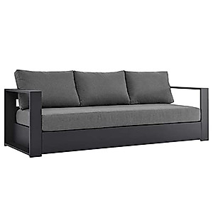 Modway Tahoe Outdoor Patio Powder-Coated Aluminum Sofa, Gray Charcoal