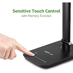 LE Dimmable LED Desk Lamp, 7-Level Brightness Adjustable, Soft Touch Dimmer, Daylight White, Eye Care Natural Light, High Intensity Office Task Lamp for Reading, Study, Computer Work and More (Black)