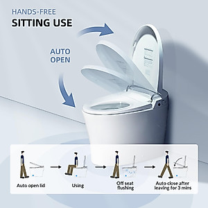 WOODBRIDGE Smart Bidet Toilet, Auto Open & Close, Auto Flush, Foot Sensor Operation, Heated Seat and Integrated Multi Function Remote Control in White,EBT 700