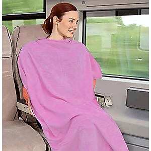 NICE COM SUPPLY Travel Blanket, 40X60 Portable, Warm, Cozy, Throw, for Car, Airplane, Chair, Small, Fleece, Full Body Cover, Pink, Travel