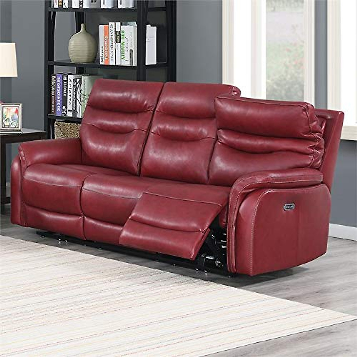Steve Silver Fortuna Leather Dual-Power Reclining Sofas, 84" L x 38" W x 41" H, Wine
