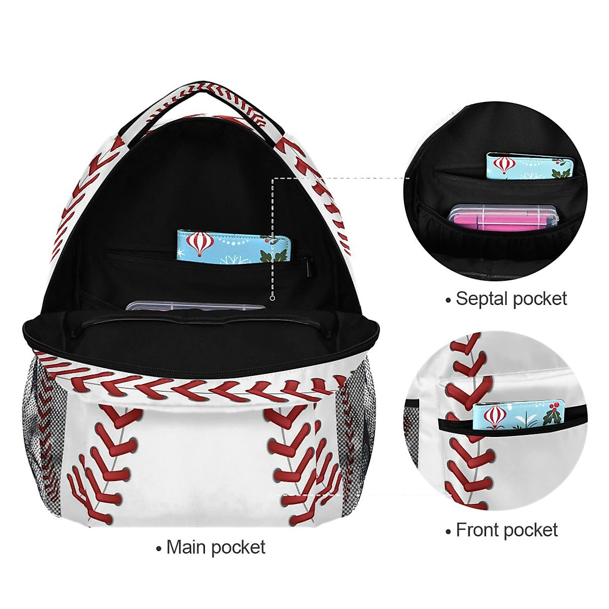 Oarencol Sport Baseball Softball Pattern Backpacks School Book Travel College Shoulder Bag