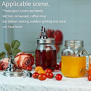 mason jar spouts.Free Flow Mason Jar Spout,mason jar for spout regular mouth size 70mmStainless steel lid, Mason Jar Pourer 2 Pack (Zinc alloy) jars not included