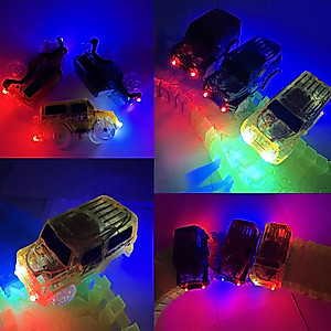 KERMCTCOKID Tracks Cars Replacement with LED Light Glow Car Toys, Glow in The Dark, Race Car Track Compatible with Car Tracks Toys for Kids for Boy Girl Age 3-12 Years Old(3PCS)