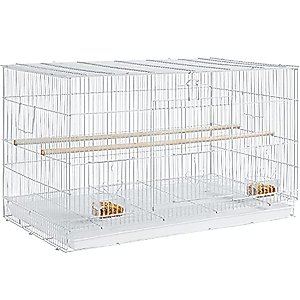 Topeakmart 30-inch Flight Bird Cage for Parrots Finches Budgies Cockatiels Parakeets Lovebirds Canaries with Slide-Out Tray, White