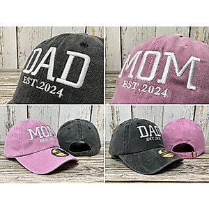 Enodtter Embroidered Dad Mom EST 2024 Hats for Men Women, Mr Mrs Hubby Wifey Mama & Papa Matching Baseball Cap, Anniversary Wedding Gifts