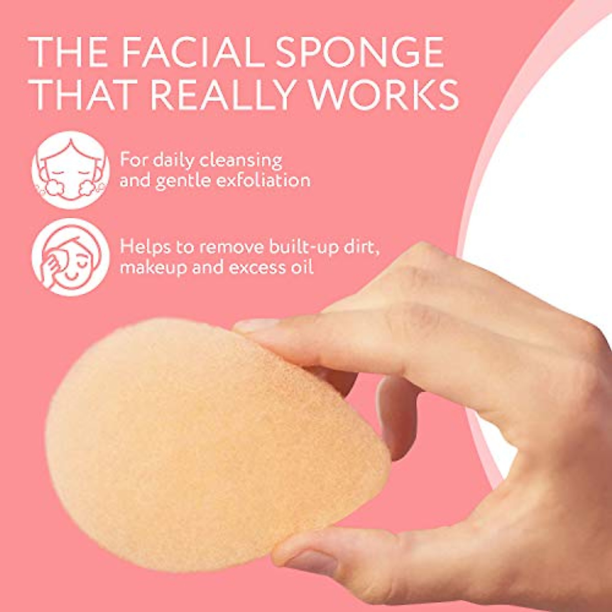 IMPRESA 10 Pack Facial Sponge for Daily Cleansing and Gentle Exfoliating - Buff Style Exfoliating Pads for Removing Dead Skin, Dirt and Makeup - Reusable Puf, Made in The USA